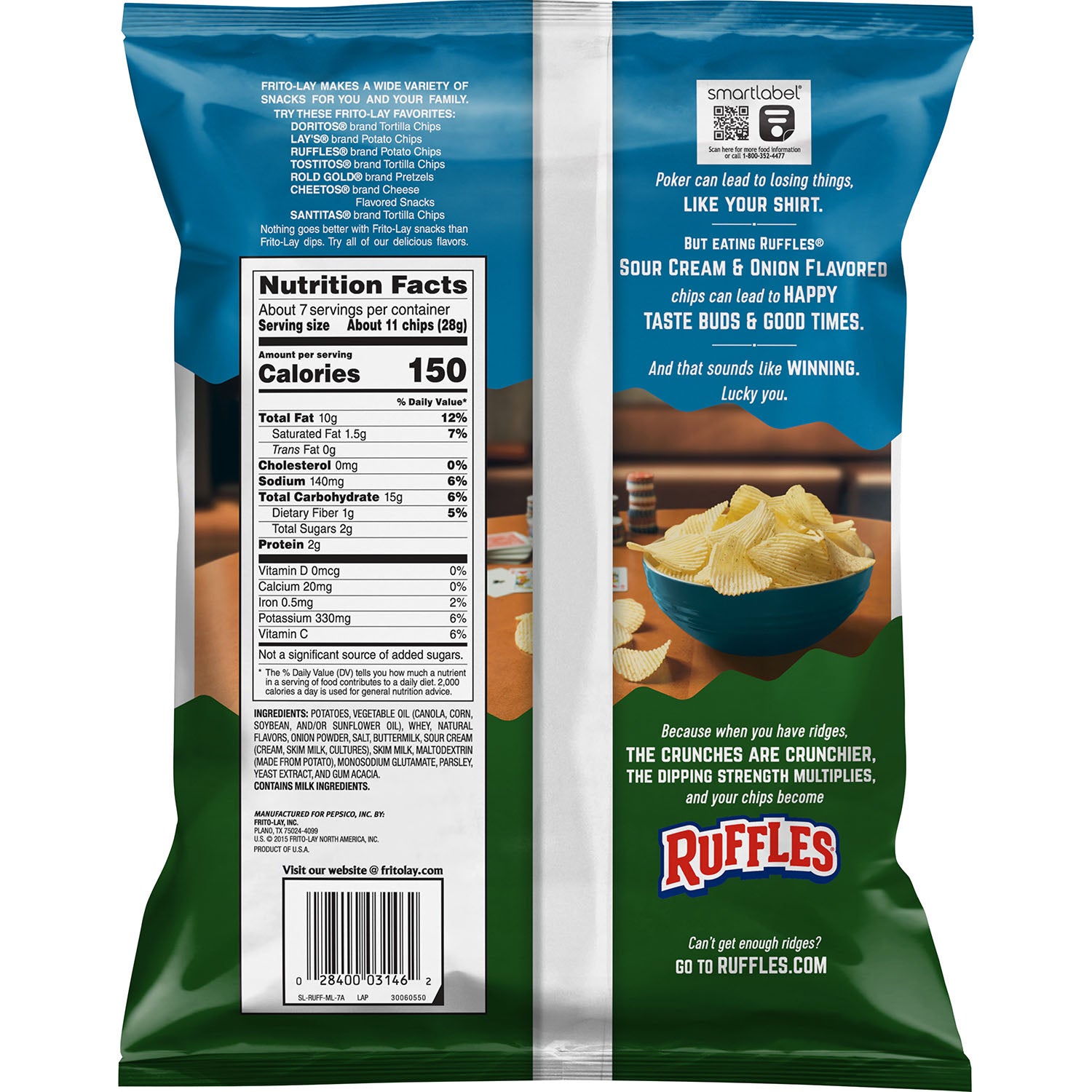 Ruffles Sour Cream & Onion Flavored Potato Chips 6.5 OZ (184g) - Expor ...