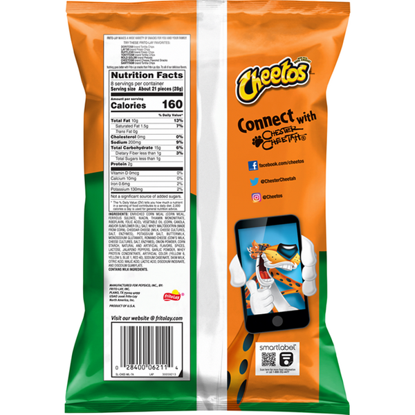 Cheetos Crunchy Cheddar Jalapeno Flavored Snacks, Made with Real Chees ...