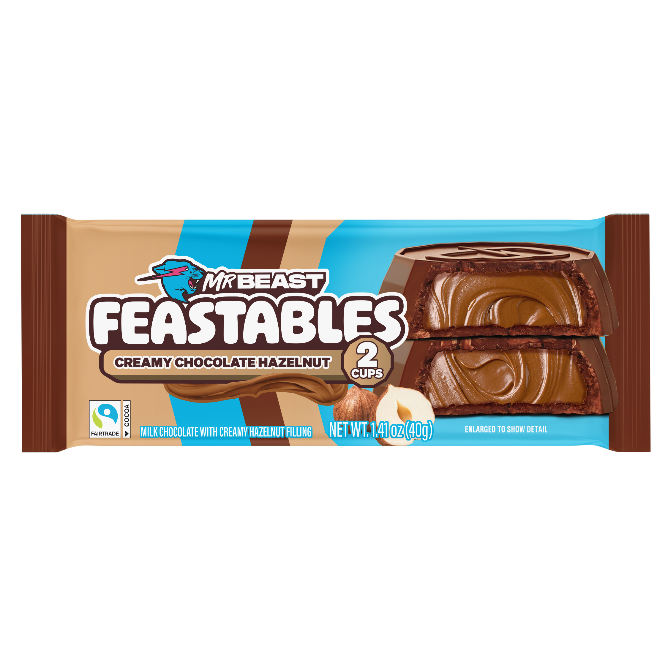 Mr Beast Feastables Hazelnut Cups 40gm, Made with Grass-Fed Milk Choco ...