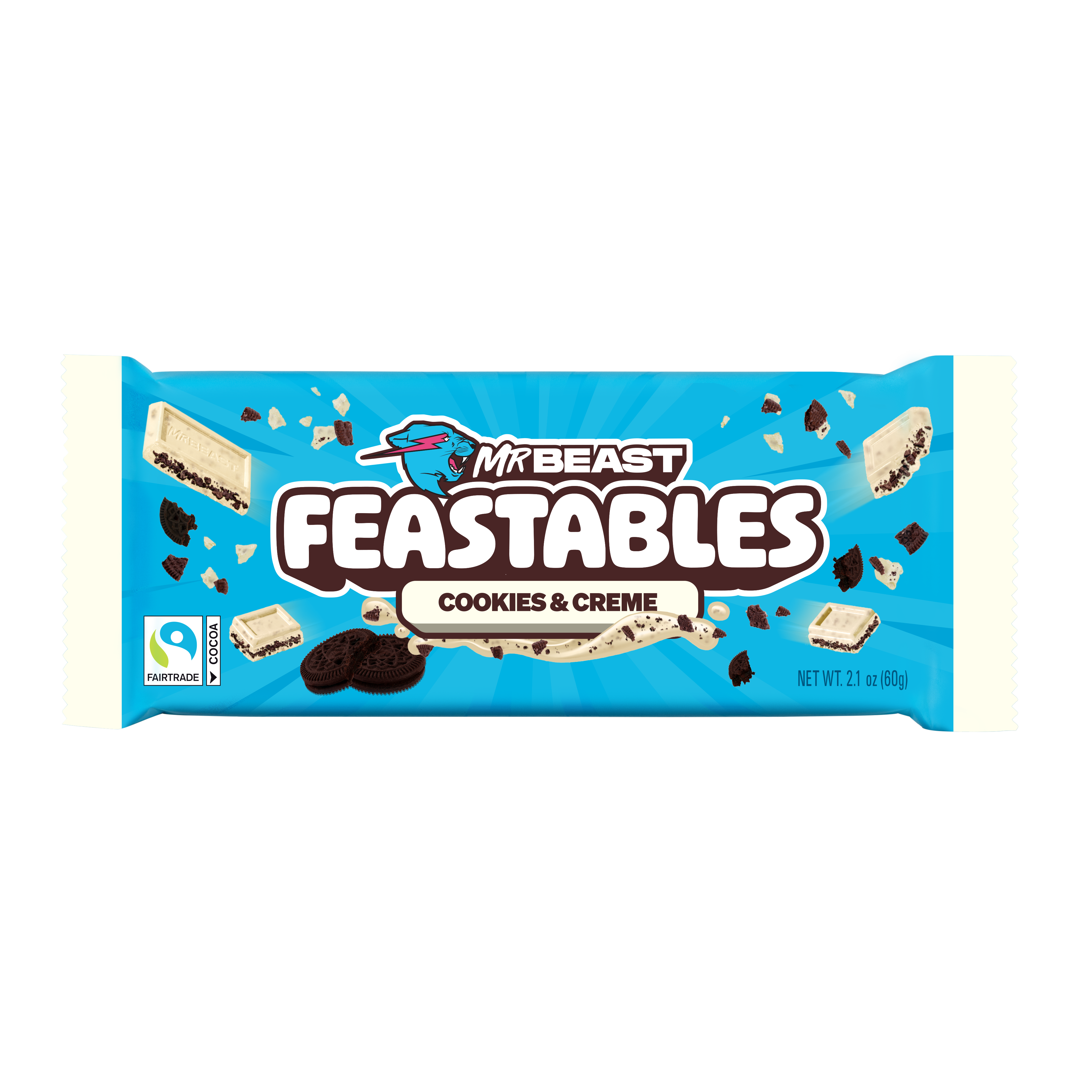 Mr Beast Feastables Cookies & Creme Chocolate Bar 60g, Made with Grass ...