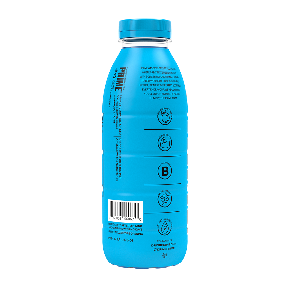 Prime Hydration Drink Blue Raspberry Flavour 500ml - Click Cuisine