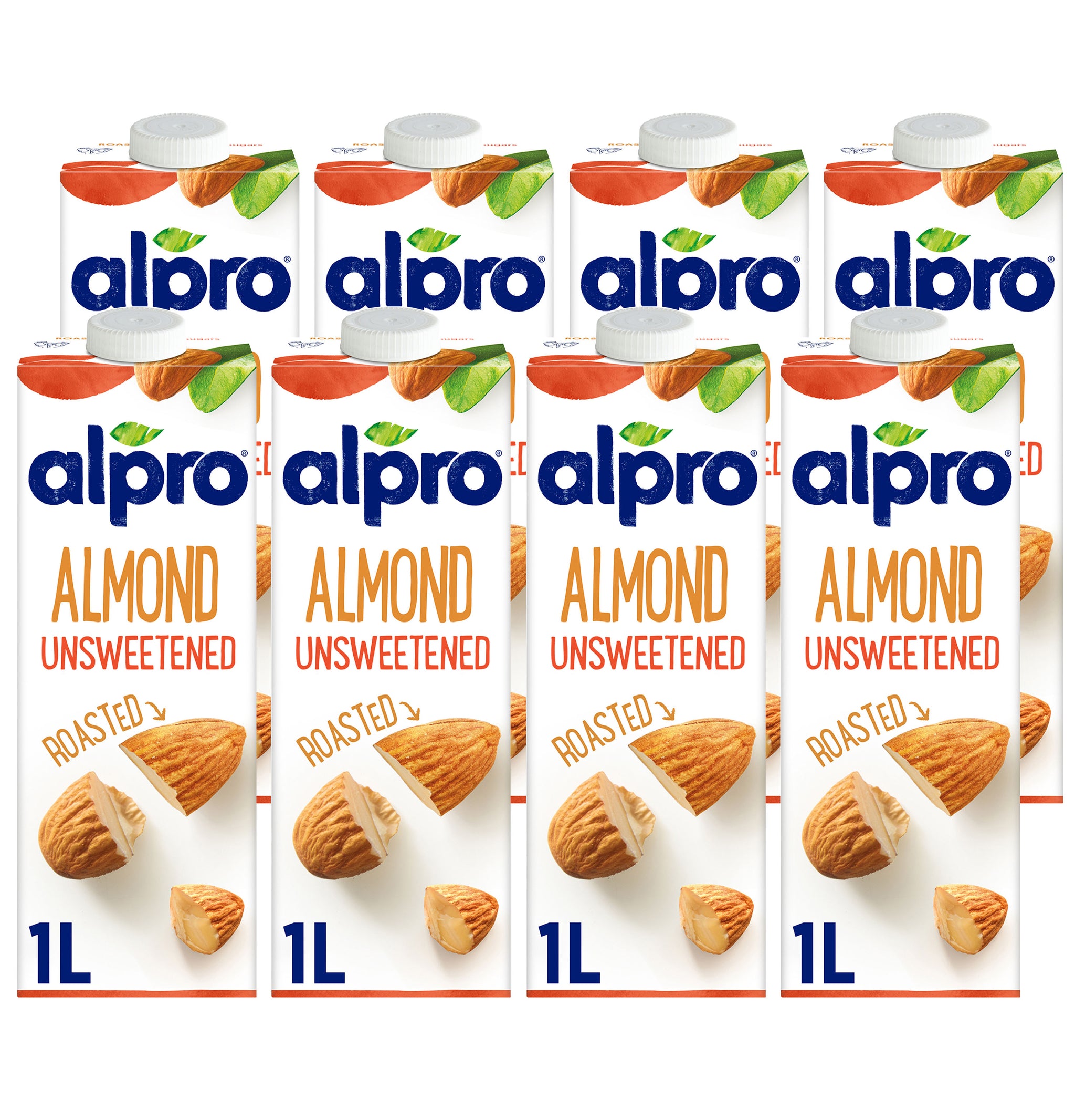 Alpro Almond Unsweetened Drink, Pack of 8 x 1L, 100% Plant Based And D ...