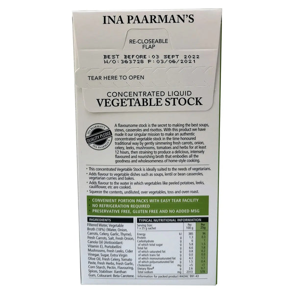 Ina Paarman Concentrated Liquid Vegetable Stock 8 x 25g - Click Cuisine