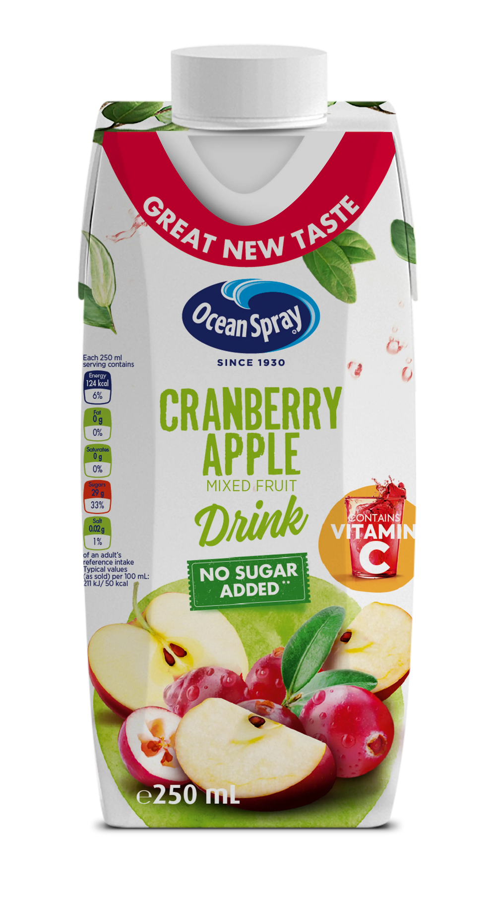 Ocean Spray Cranberry Apple Mixed Fruit Drink No Sugar Added, 250ml ,C ...