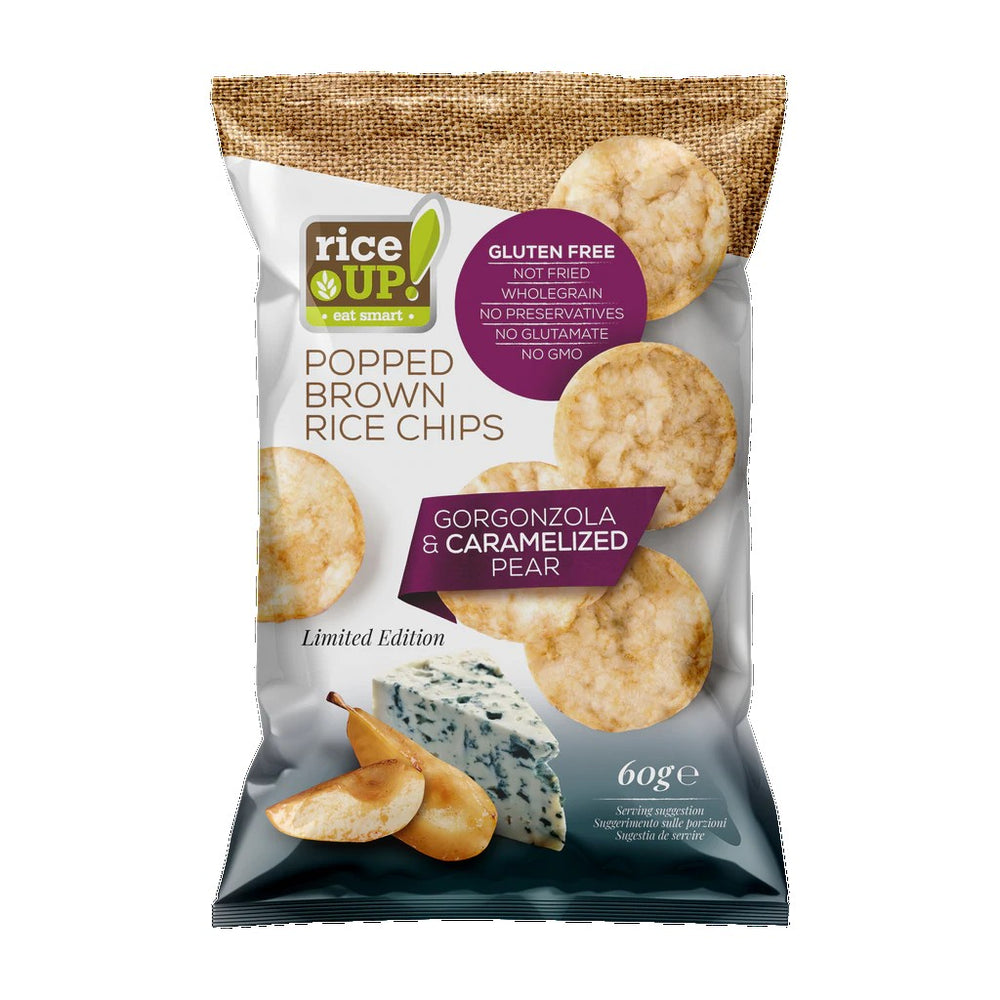 Rice Up Whole Grain Rice Chips Gorgonzola and Caramelized Pear 60G, Gl ...